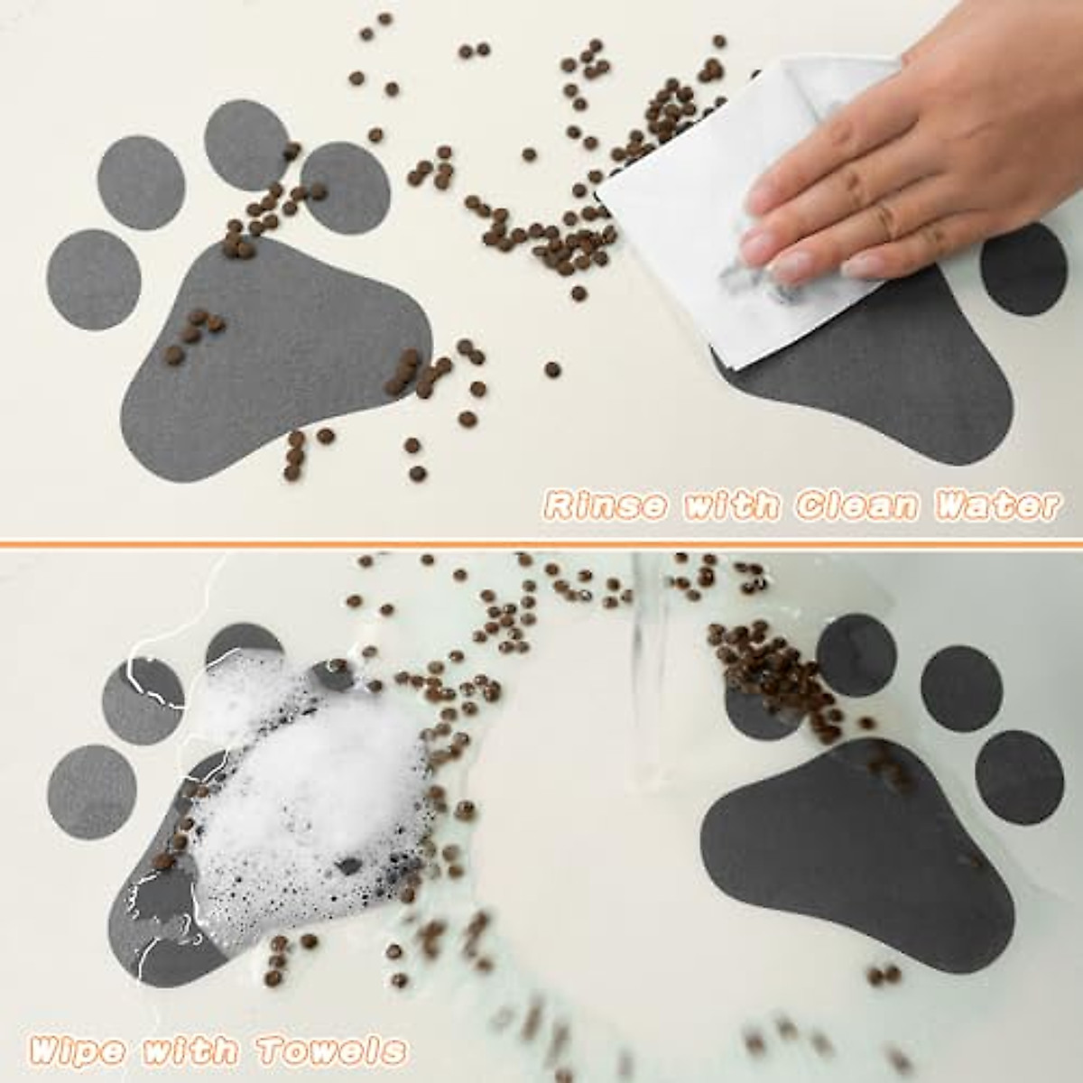 QDAN Waterproof Dog Food Mat-Absorbent Mat for Dog and Cat Bowls, 19"x12"Dog Mat for Food and Water, Pet Mats for Floor Waterproof - Dog Water Bowl Mat for Messy Drinkers