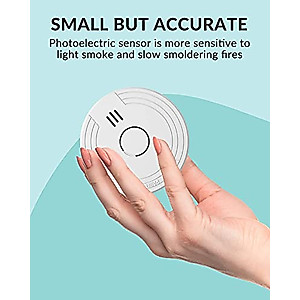 Ecoey Smoke Detector Fire Alarm with Photoelectric Technology, Fire Detector with Test Button and Low Battery Signal, Fire Alarm for Bedroom and Home, FJ136GB, 1 Pack Small