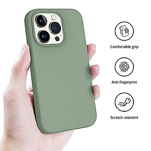 AOTESIER Shockproof Designed for iPhone 14 Pro Max Case, [Food Grade Silicone] [Military Drop Protection] with Anti-Scratch Lining Protective Phone Case for 14 ProMax, 6.7 inch, Calke Green