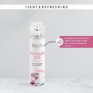 Instyle Fragrances | Body & Hair Mist | Marshmallow Cloud Scent | With Panthenol | CLEAN, Vegan, Paraben Free, Phthalate Free | Premium 8 Fl Oz Spray Bottle