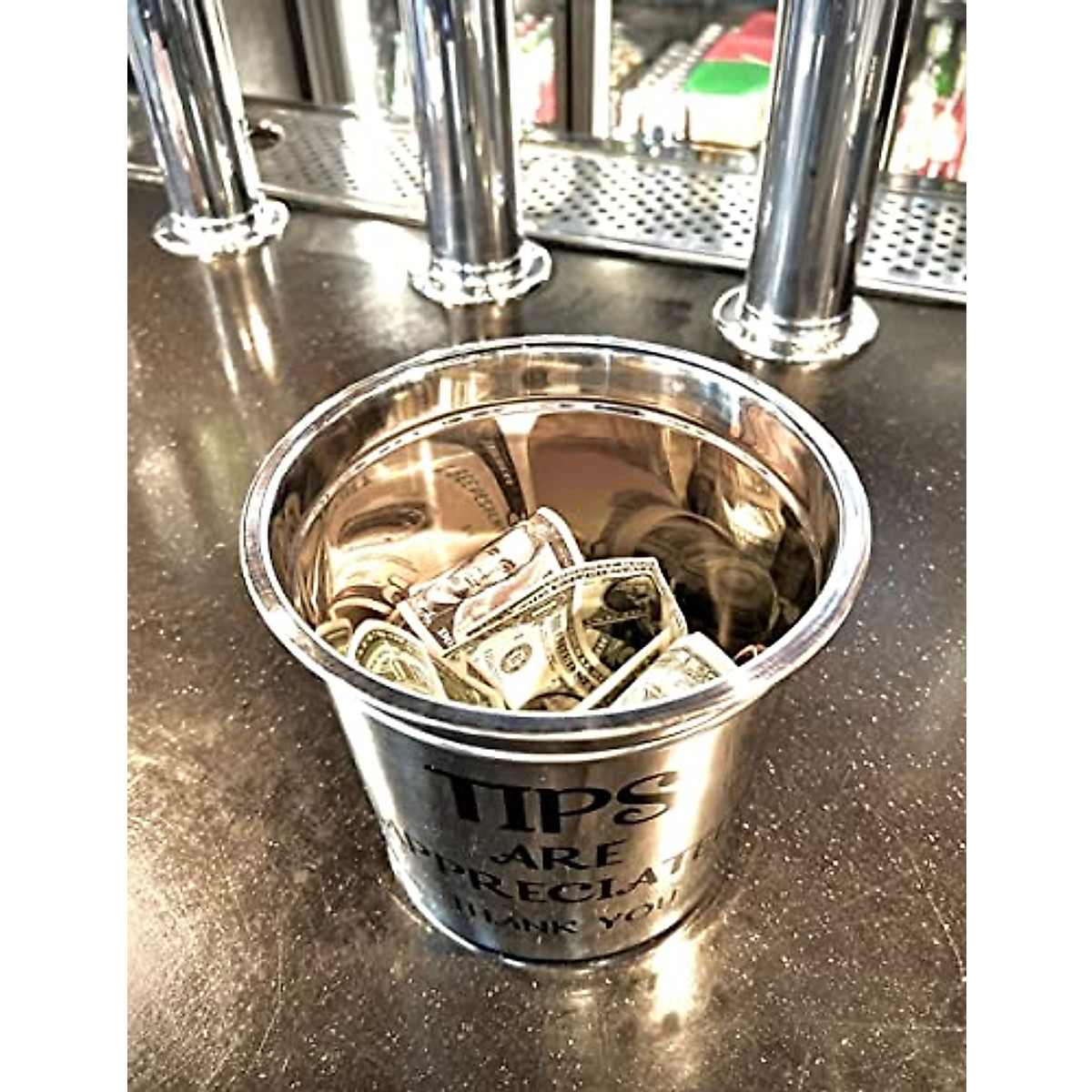 Tip Jar for Bartenders Money, Musicians Tip Jar for Money, Tip Jar for Restaurants, Tip Bucket for Money, Tip Cup for Coffee Shop