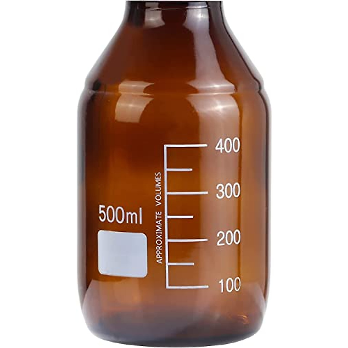 Basstein Lab Media Storage Amber Bottles Brown Graduated Glass Container GL45 Screw Cap Leakproof Multi-Purpose for Scientific | Pack of 8 (Orange,500ml)