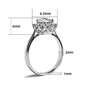 1ct Moissanite Sunflower Engagement Rings for Women, D Color VVS1 Clarity Round Cut Moissanite Ring in Sterling Silver plated with 18K White Gold Wedding Anniversary Birthday Promise Ring for her with Certificate of Authenticity