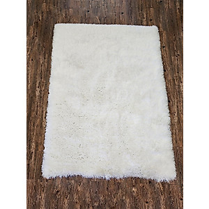 Brilliant Shag Snow White Rug - Indoor Home Living Room Carpet, Size: 7'6" x 10'3", Soft, Plush Rug