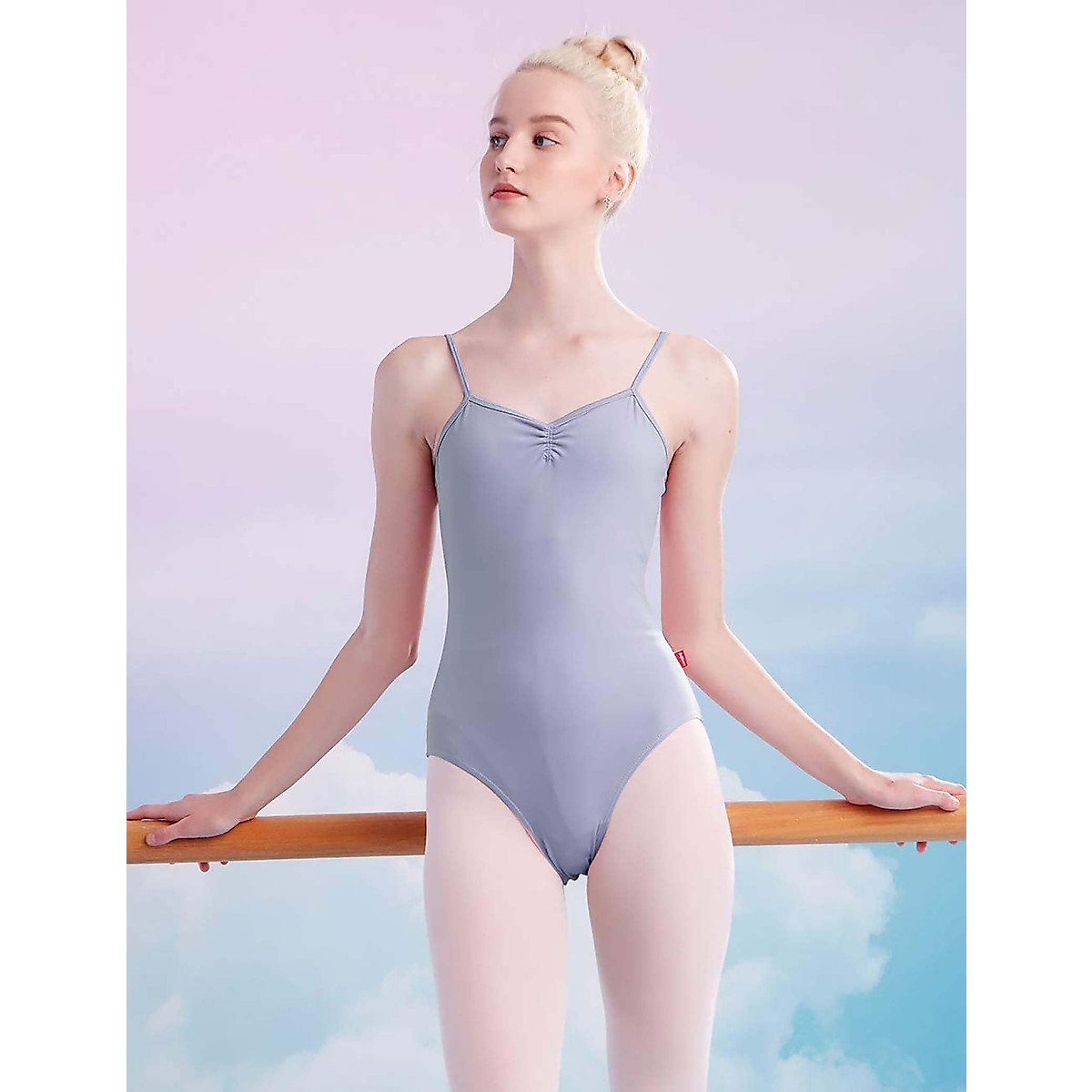 Daydance Grey Petite Women Dance Leotards Adult Ballet Outfits with Adjustable Straps