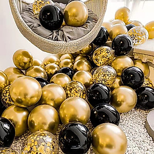 Black and Gold Balloon Garland Arch Kit-115Pcs White Black Chrome Gold Latex Balloons Metallic Marble Foil Balloons 22/10/5/Inch for Birthday Graduation Wedding Baby&Bridal Shower Retirement Bachelorette Anniversary New Years Eve NYE Party Backdrop Decora