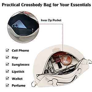 Eslcorri Crossbody Bags for Women - Fashion Sling Purse Shoulder Bag Fanny Pack Leather Causal Chest Bum Bag Backpack with Adjustable Wide Strap for Workout Traveling Running Shopping - off white