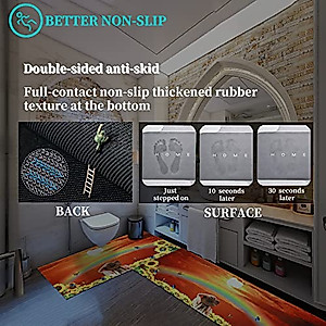 LAGOM HOUSE Sunflower Kitchen Rugs Set of 3 Large Kitchen mats décor for Floor Non Slip Farmhouse Kitchen Rugs Runner 3 pc Theme Sunflower Decor for Bathroom (60''x20''+32''x20''+5.5''x20')