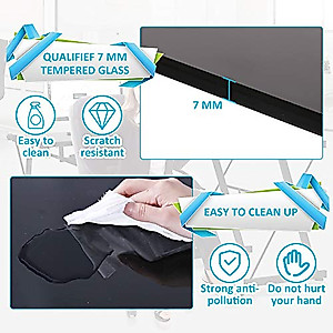 L Shaped Computer Desk Office Corner Desk,Modern Gaming Desk Home Office Desk Tempered Glass Workstation Desk，with Keyboard Tray and CPU Stand 3-Piece PC Laptop Study Writing Workstation Table- Black