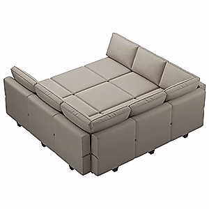 Belffin Modular Sectional Sofa with Ottomans Velvet Reversible Sofa with Chaise Sleeper Sofa Bed with Storage Seat Grey…