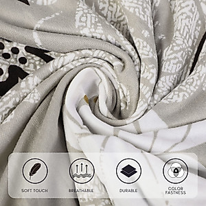 SearchI Brown Flower Stretch Dining Bench Cover, Washable, Protective, Durable Bench Seat Covers for Dining Room, Living Room, Kitchen