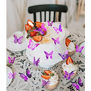 JOSDIOX Butterfly Pale Plum48 Decorative Wall Stickers, 48pcs Metallic Cardboard Butterflies, 3D Party Decorations, Bedroom Living Room Dining Room Wall Decor