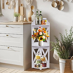 ShellKingdom Toilet Paper Stand, Corner Shelf Stand, Small Bathroom Storage Cabinet for Bathroom, Home, Small Space, Corner Shelf, White