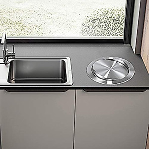 BEISSAIER Steel Garbage Flap Lid Trash Bin Cover Built-in Balance Swing Flap Garbage Lid for Kitchen Counter Top C