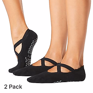 TAVI Chloe Fashion Criss-Cross Grip Socks - Pilates Socks for Barre and Yoga