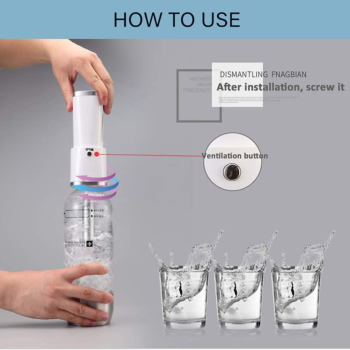 Portable Soda Maker Crystal Sparkling Water Maker Use Standard CO2 Cylinder for DIY Beverages Bubble Fruit Juice Cocktail Healthy Drinks