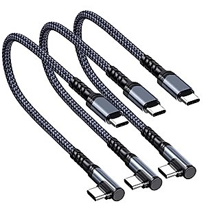 3 Packs Short USB C to USB C cable 1ft, 60W Type C Fast Charging Cord Charger for Samsung S22/S22+/S22 Ultra/S21/S20/Note20/10, iPad Pro, MacBook Pro, Piexel 4/3 XL and more USB-C phone/Tablet (Black)
