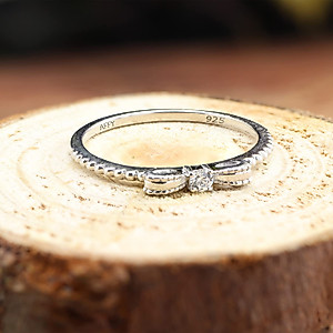 AFFY 14k White Gold Over Sterling Silver Round Shape White Cubic Zirconia Bow Ring Size 12.5