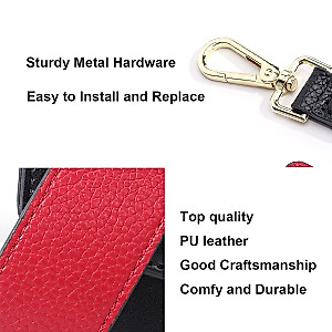 Wide Adjustable Purse Strap Replacement Crossbody Handbag Stripe Adjustable Leather Crossbody Straps Replacement - Width 1.5“, Length 28”-49” (Black B)