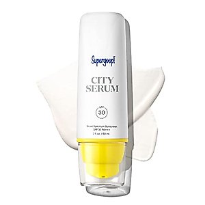 Supergoop! City Sunscreen Anti-Aging Serum SPF 30, 2 fl oz - Lightweight, Antioxidant-Rich Morning Lotion - Hydrating Vitamin Serum for Face - Prep & Protect with Vitamins E, B5 - Great for Guys