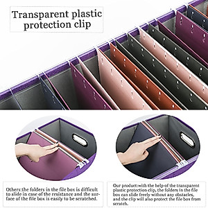 Oterri File Organizer Box,Filing Box with Lid,File Box for Letter/Legal File Folder Storage, Portable Hanging File Box for Office/Decor/Home,1 Pack,Purple-Box only