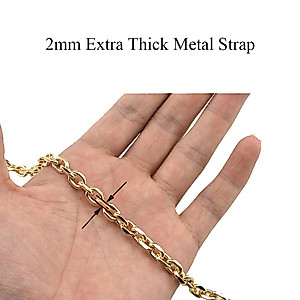 HAHIYO Mini Pochette Purse Chain Strap Thin Wide 6mm for LV Length 59.1 inches Thick 2mm Shiny Gold for Shoulder Cross Body Sling Handbag Wallet Clutch Comfortable Flat Metal Strap 1 Pack