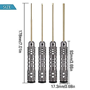 INJORA RC Tool 4PCS HSS 1.5mm 2mm 2.5mm 3mm Hex Screwdriver Repair Tool Kit for RC Model Car Boat Airplane Quadcopter