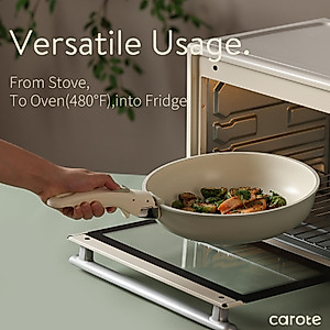 CAROTE Pots and Pans Set, Nonstick Cookware Set Detachable Handle, 11pcs Induction Kitchen Cookware Sets Non Stick with Removable Handle, RV Cookware Set, Oven Safe, Green