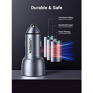 UGREEN USB C Car Charger, 52.5W Type C Car Charger PD 30W&QC 18W, Fast Car Charger Adapter Compatible with iPhone 14/13/12/11, iPad Pro/Mini/Air, Galaxy S23/S22/S21/S20/S10/Note 20, Pixel 7/6/5