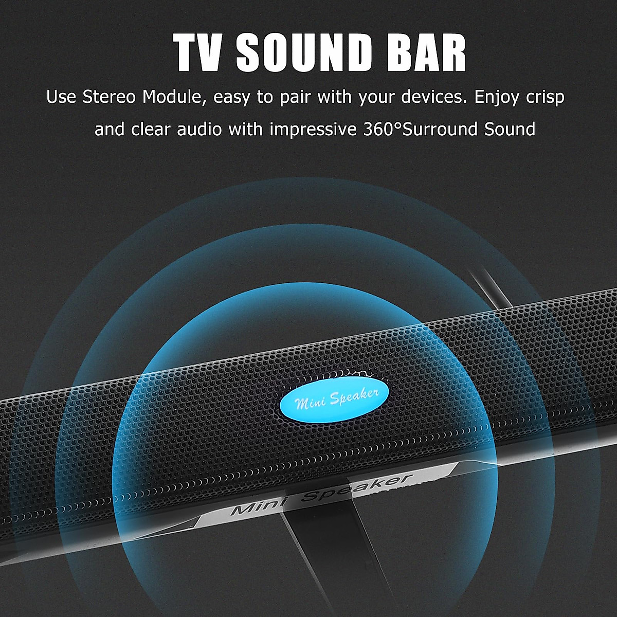 UKCOCO Sound Bars for TV, Small Surround Soundbar Speakers for PC/Gaming/Projectors
