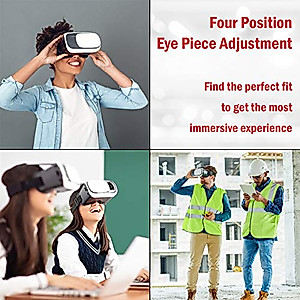 Deco Essentials VR Viewer for Mobile Games, Movies, and Augmented Reality | for 3.5"-6" Android & iPhones | Adjustable Straps and Lens | Audio Ports | (DGVR100BK)