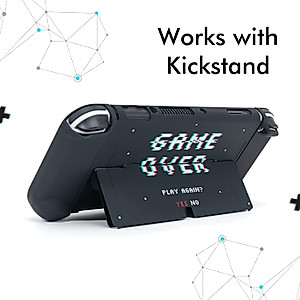 BelugaDesign Game Over Switch Case | Dockable Kickstand Retro Arcade Space Black Hard Protective Cover | Snap on Cover Shell Compatible with Nintendo Switch OLED (Switch OLED, Black)