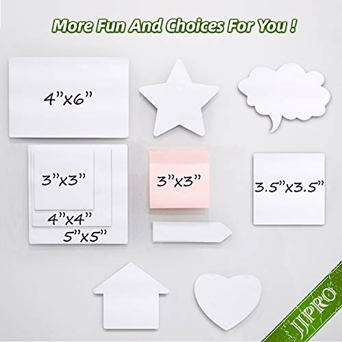 Dry Erase Sticky Notes. Reusable Whiteboard Stickers 3"x3" 12 Pack. Suitable for All Smooth Surface. Great for Labels, Lists, Reminders and Decals. Washable, Removable and Eco-Friendly