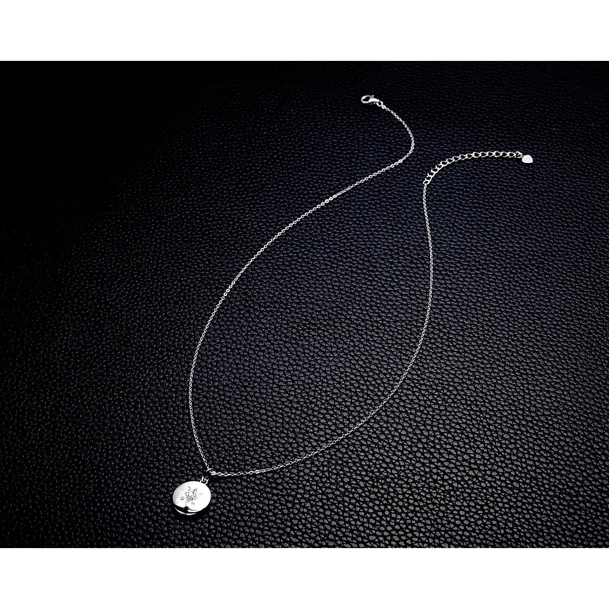 DYUNQ North Star Necklace Sterling Silver, Moissanite Lab Created Diamond Starburst Compass Disc Medallion Hypoallergenic Pendant for Women, 18 to 20 Inch, Graduation Jewelry Gifts