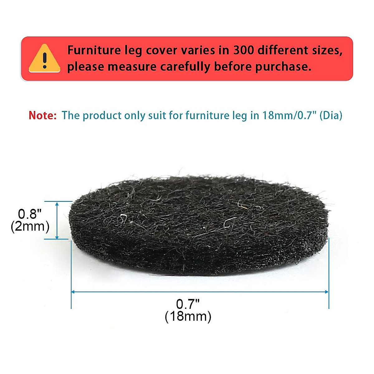 uxcell Furniture Pads Round Self-Stick Non-Slip Anti-Scratch Felt Pads Floors Protector 18mm Diameter 32pcs Black