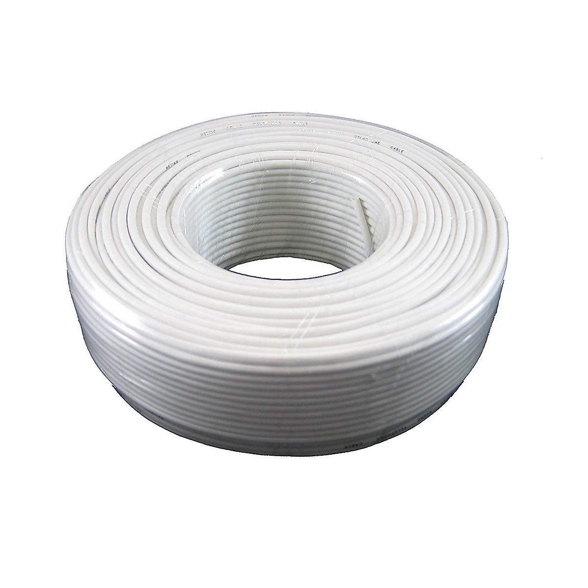 Phone Cable 300ft Rounded White Roll (100m Long) 4x1/0.4 26 AWG Gauge Solid Wire -Round Telephone Cord Line Extension Bulk Rool Reel -compatible with RJ11 4P4C Crimp End Connector Jack - Tupavco TP801