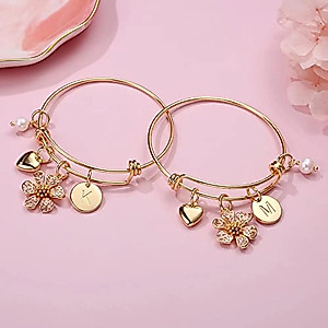 IEFLIFE Flower Girl Bracelets for Little Girls, 14K Gold Plated Stainless Steel Letter C Bracelet Dainty Disc Initial Charms Bracelet for Little Girls JR Bridesmaid Gifts