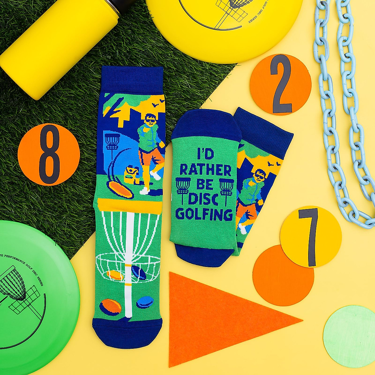 I'd Rather Be - Funny Socks For Men & Women - Gifts For Golfing, Hunting, Camping, Hiking, Skiing, Reading, Sports and more (US, Alpha, One Size, Regular, Regular, Playing Disc Golf)