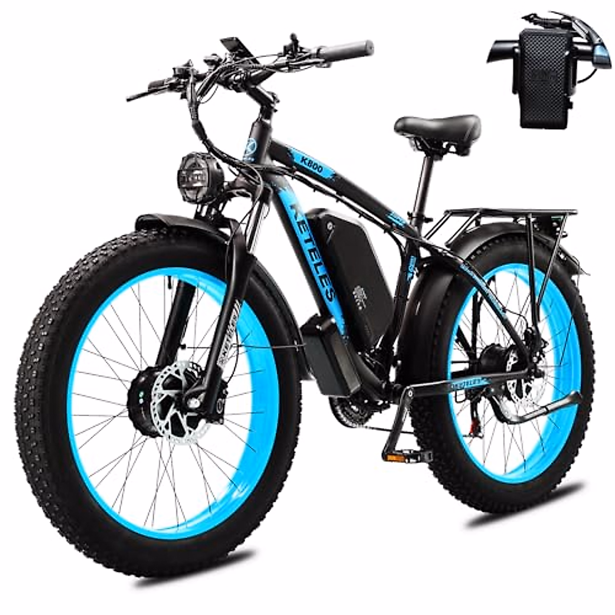 KETELES K800 2000W 23AH Electric Bike for Adults, 26'' All Terrain Fat Tire Beach Snow Electric Bicycle Dual Motor Removable Battery Up to 30MPH Mountain Ebikes Hydraulic Disc Brake Electric City Bike