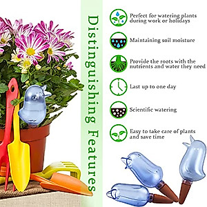 4 Pack Self Watering Spikes, Indoor Plant Watering Globes, Bird Shape Automatic Irrigation Spikes, Self-Watering Terracotta Spikes, Plant Watering Devices（Blue）