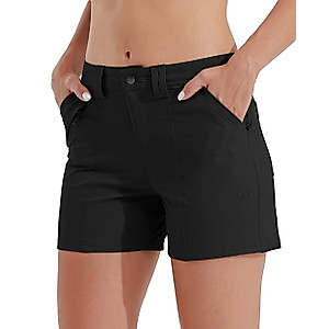 Willit Women's Golf Hiking Shorts Quick Dry Athletic Casual Summer Shorts with Pockets 4.5 in Black 14