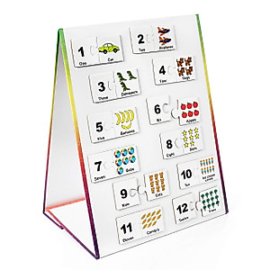 Abesons Kids Self-Standing Double-Sided Tabletop Magnetic Easel Dry Erase White Board. Includes 8 Dry Erase Markers + Educational Magnetic Numbers Puzzle (Easel + Puzzle)