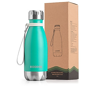 koodee Small Water Bottle 9 oz Stainless Steel Double Wall Vacuum Insulated Water Bottle BPA Free-Reusable Metal Leak Proof Water Flask (Black)