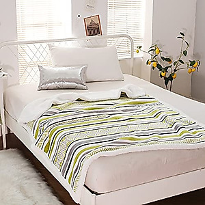 SOCHOW Sherpa Fleece Throw Blanket, Fuzzy Warm Super Soft Reversible Stripe Geometric Pattern Plush Blanket for Bed, Sofa and Couch, 50 x 60 inches, Avocado Green