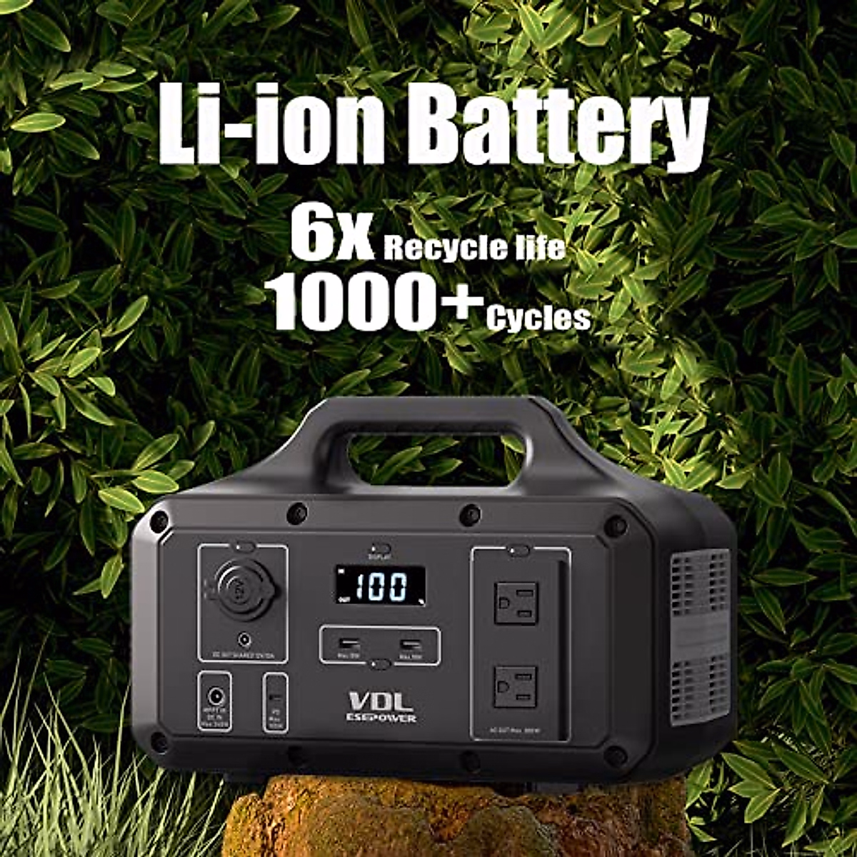 VDL Solar Generator 800W with 100W Solar Panel Included, 510Wh Portable Power Station, 800W AC Outlets, USB C PD 100W for Home Backup, RV Camping, Emergency