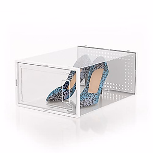 AVGXC Clear Plastic Stackable Shoe Boxes, 12 Pack Shoe Storage Boxes with Lids, Transparent Shoe Organizers for Closet, Space-Saving Shoe Containers