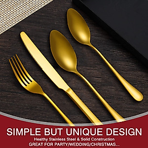 SUTETLW 20 PCS Kitchen Cutlery Set - Stainless Steel Flatware for 4 Dishwasher Safe Kitchen Tableware Ware Include 4pcs Spoon,4pcs Fork,4pcs Knife,4pcs Dessert Fork,4pcs Teaspoon (Rainbow)