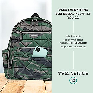 TWELVElittle Companion DiaperBag Backpack (Camo Print) 3.0 *NEW* - Includes Changing Pad & Stroller Clips. Insulated pockets. Fashionable Diaperbag Backpack