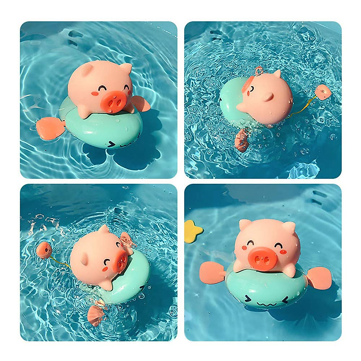 BARTIDO Baby Bath Toys, Kids Bath Toys for Toddlers 1-3, Mold Free Wind Up Pull & Go Pool Swimming Animals Fish& Pig Whale Water Spray Bathtub Squirter Toys for Kids Toddlers Boys Girls Age 2-4
