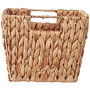 Trademark Innovations Hyacinth Storage Basket with Handles, Rectangular (Set of 4, 11.5")